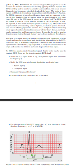 (CLO II) ﻿ECG Simulation An electrocardiogram(ECG) | Chegg.com