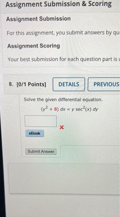 Solved Assignment Submission \& Scoring Assignment | Chegg.com