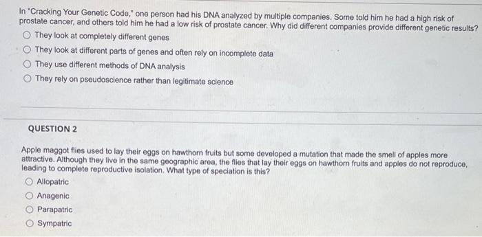Solved In "Cracking Your Genetic Code," one person had his | Chegg.com