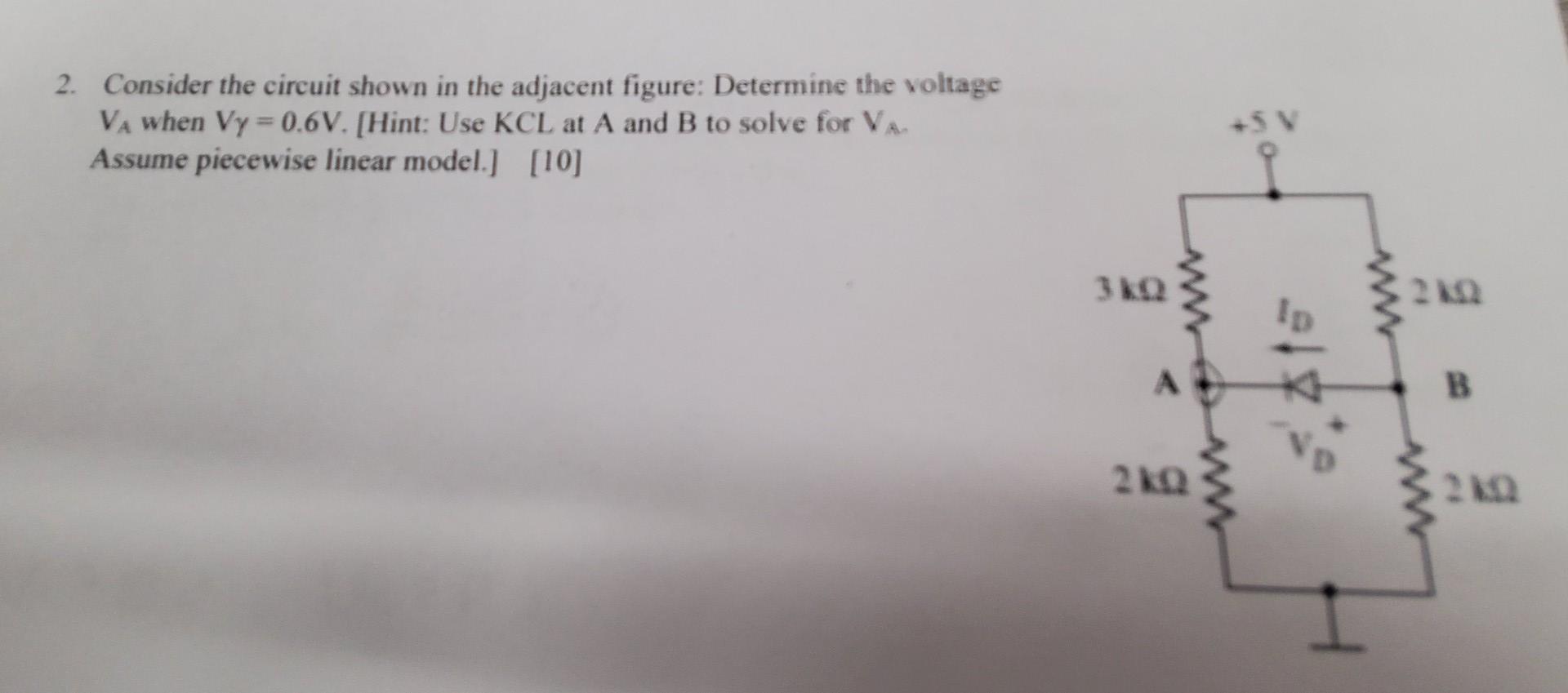 Solved 2. Consider the circuit shown in the adjacent figure: | Chegg.com