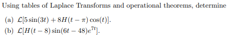 Solved Using tables of Laplace Transforms and operational | Chegg.com
