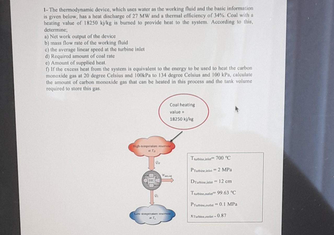 1- The thermodynamic device, which uses water as the | Chegg.com
