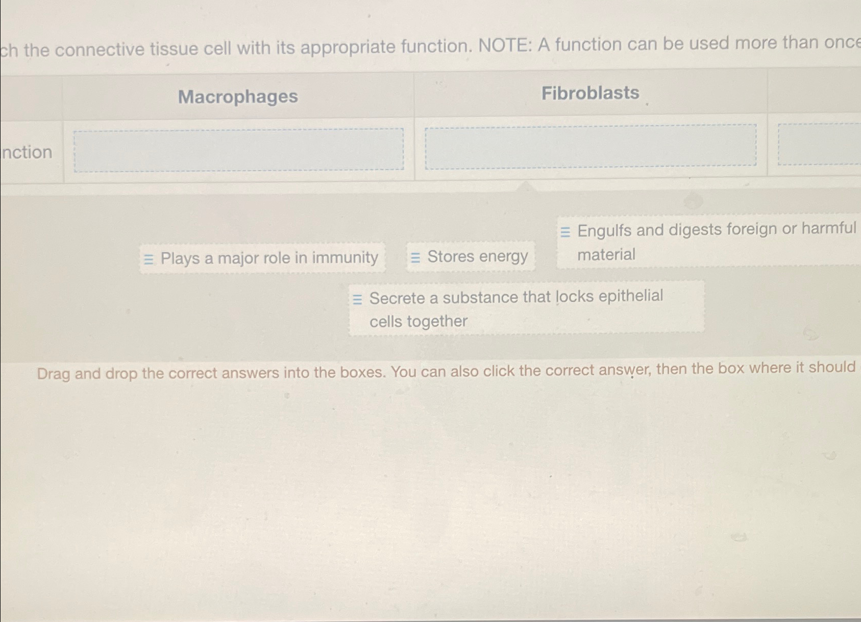 Solved ch the connective tissue cell with its appropriate | Chegg.com