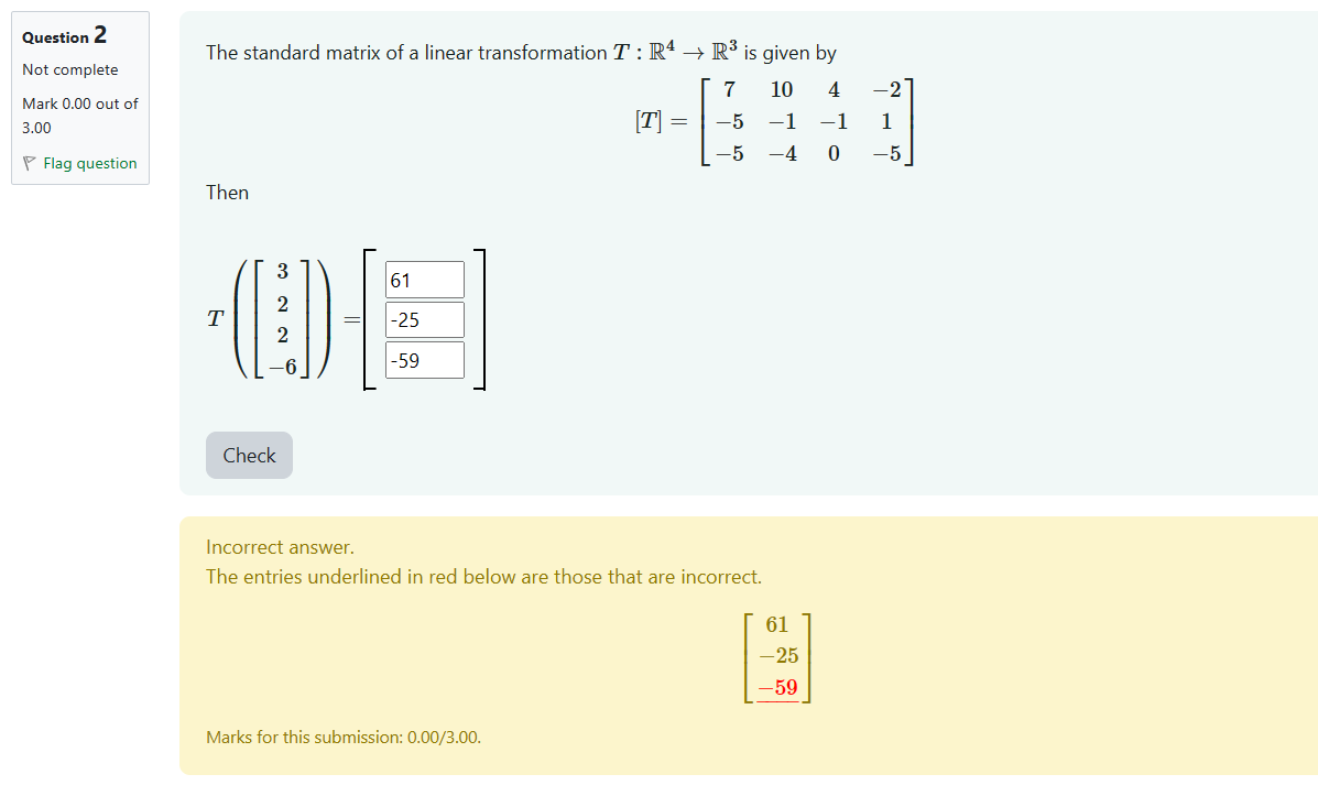 Solved The standard matrix of a linear transformation | Chegg.com
