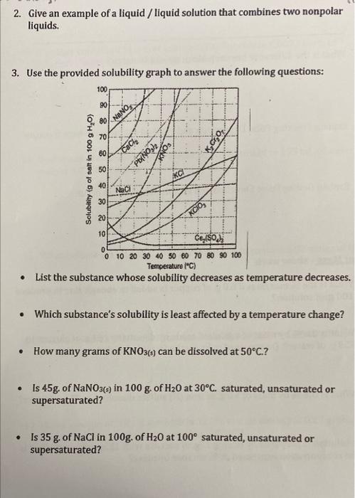 Solved 2. Give an example of a liquid / liquid solution that | Chegg.com