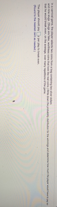 Solved In a carnival game, the player selects two coins from | Chegg.com