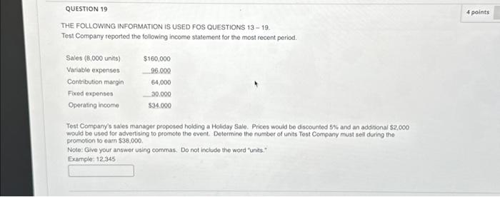 Solved THE FOLLOWING INFOPMATION IS USED FOS QUESTIONS 13−19 | Chegg.com