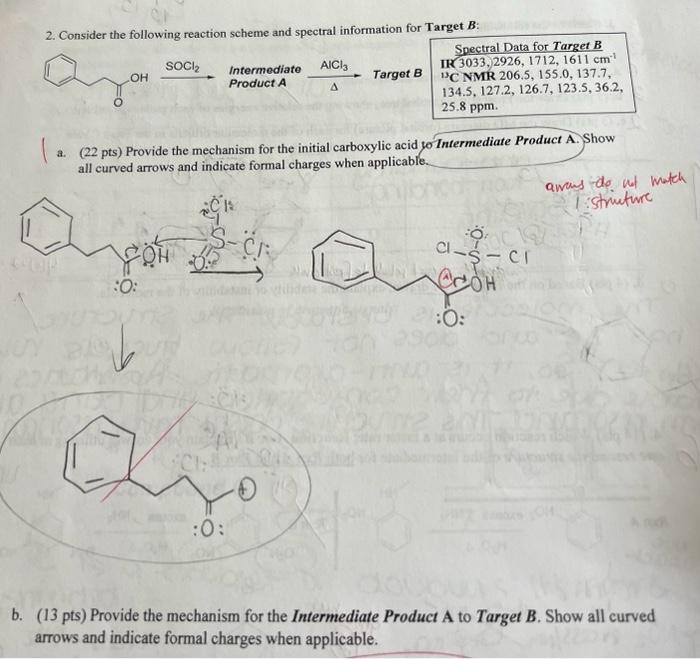 Solved ↷OH SOCl2 Intermediate AlCl3 Spectral Data for Target | Chegg.com