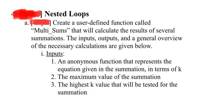 Solved Nested Loops A Create A User Defined Function