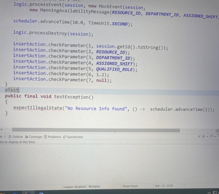 Solved logic.processEvent (session, new MockEvent(session, | Chegg.com