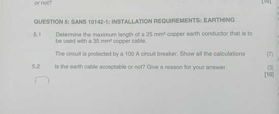 Solved or not?QUESTION 5: SANS 10142-1: INSTALLATION | Chegg.com