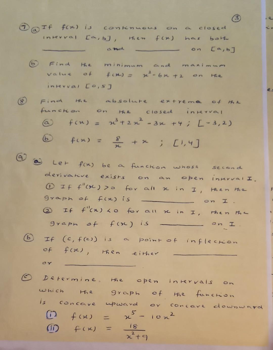 Solved (3) (7) If f(x) is continuous on a closed interval | Chegg.com