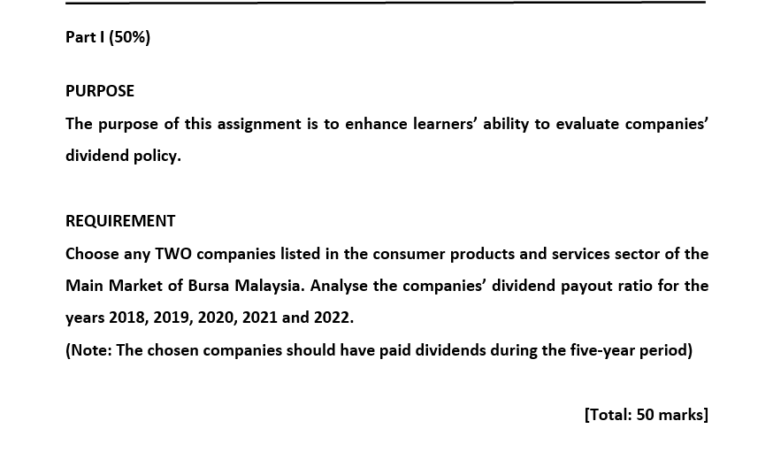 Part I (50%)PURPOSEThe purpose of this assignment is | Chegg.com