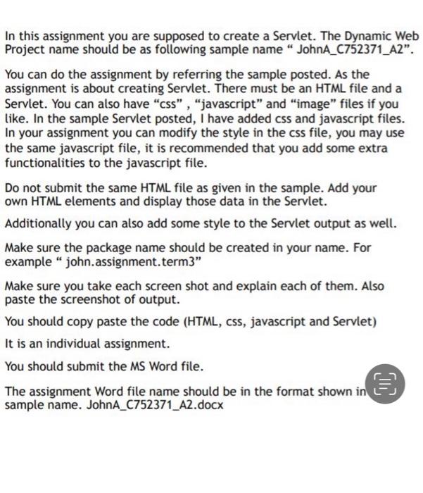 In This Assignment You Are Supposed To Create A Chegg