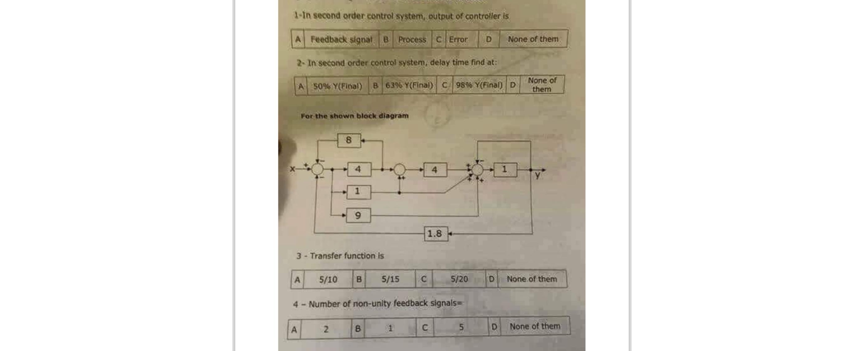 Solved 1-In second order control system, output of | Chegg.com