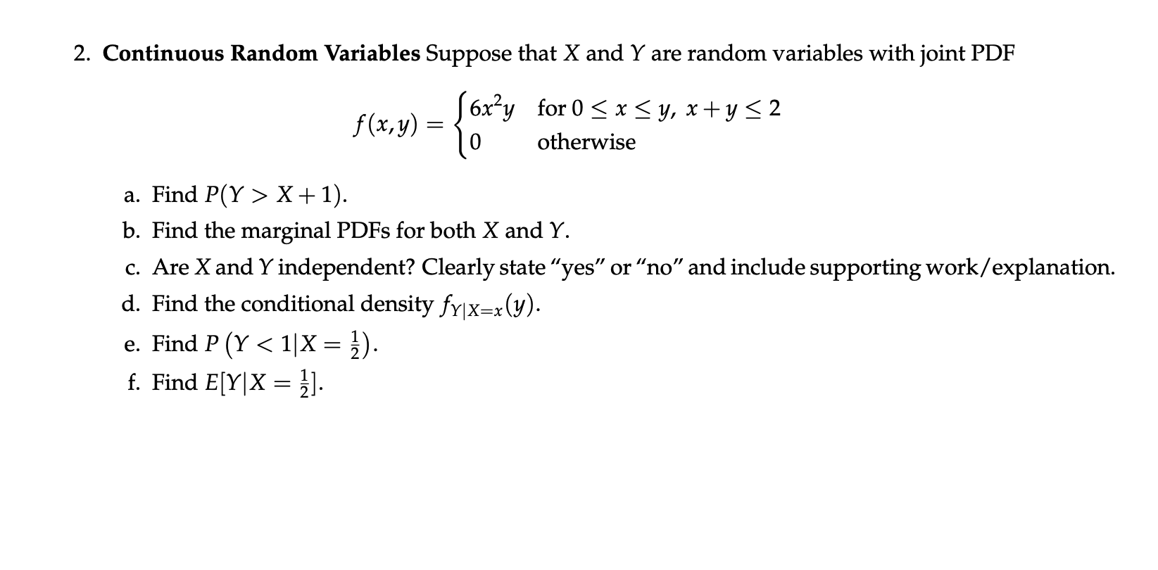 Continuous Random Variables Suppose that x ﻿and Y | Chegg.com