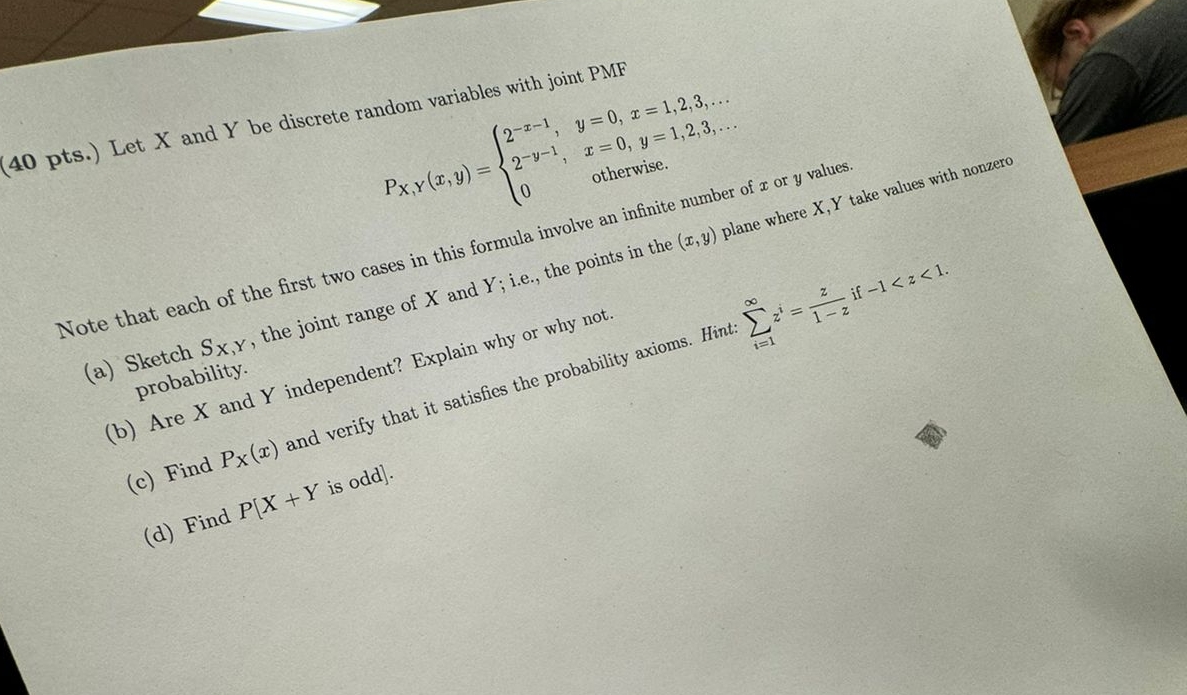 Solved (40 ﻿pts.) ﻿Let x ﻿and Y ﻿be discrete random | Chegg.com