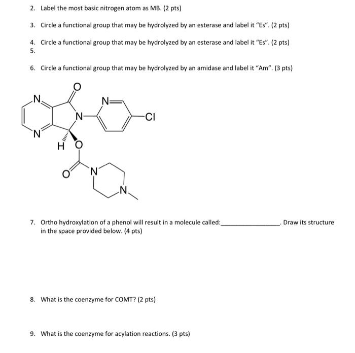 Solved 2. Label the most basic nitrogen atom as MB. (2 pts) | Chegg.com