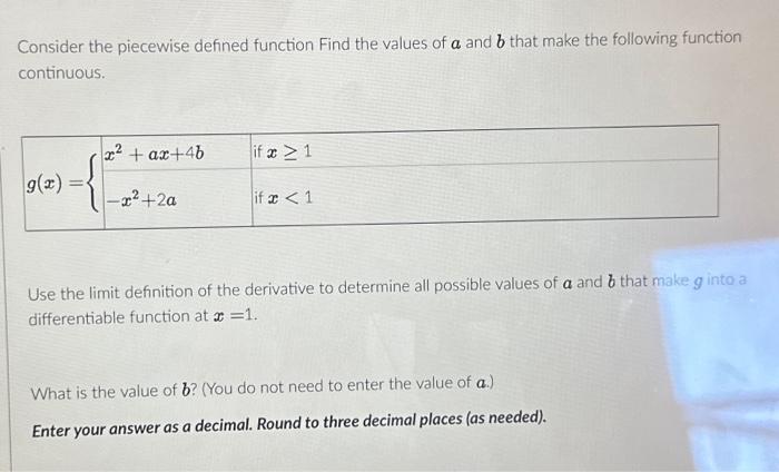 Solved Consider the piecewise defined function Find the | Chegg.com