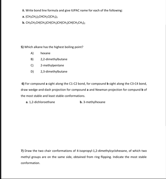 Solved ii. ﻿Write bond line formula and give IUPAC name for | Chegg.com