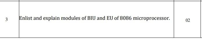 Solved ذها 3 Enlist and explain modules of BIU and EU of | Chegg.com