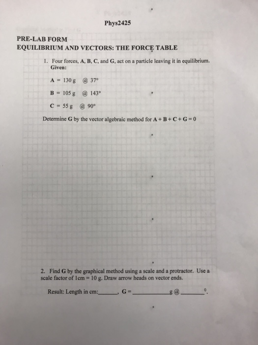 Solved Phys2425 PRE-LAB FORM EQUILIBRIUM AND VECTORS: THE | Chegg.com