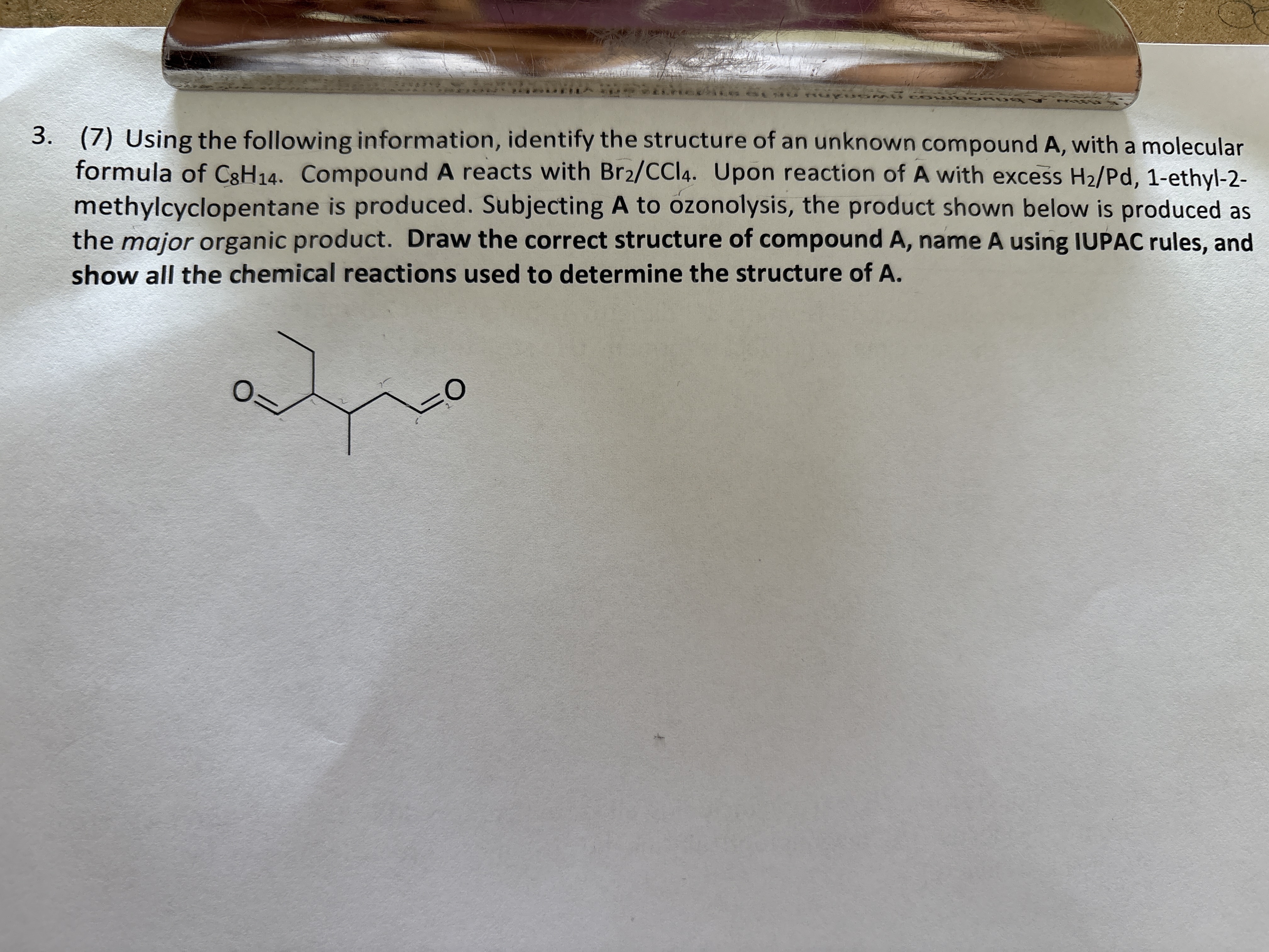 Solved (7) ﻿Using the following information, identify the | Chegg.com