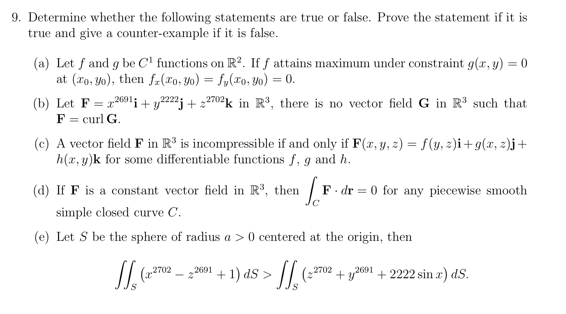Solved Determine whether the following statements are true | Chegg.com