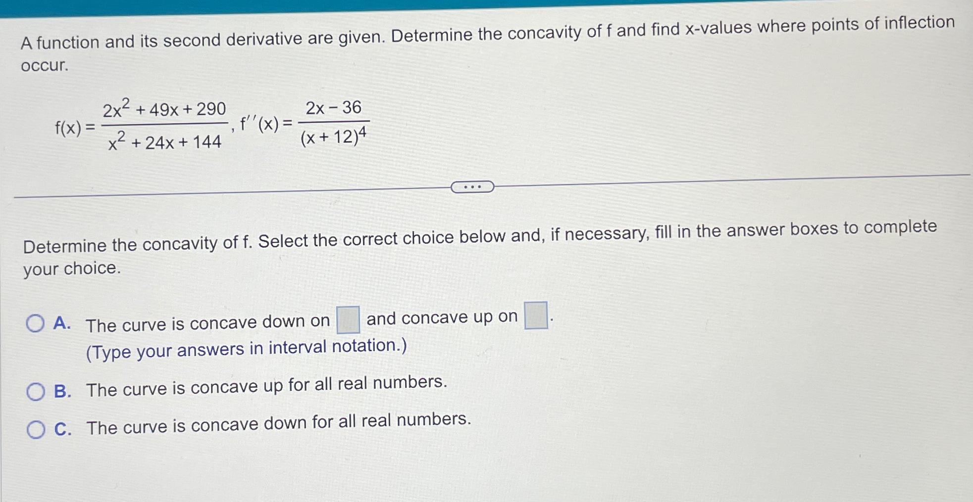 Solved A function and its second derivative are given. | Chegg.com