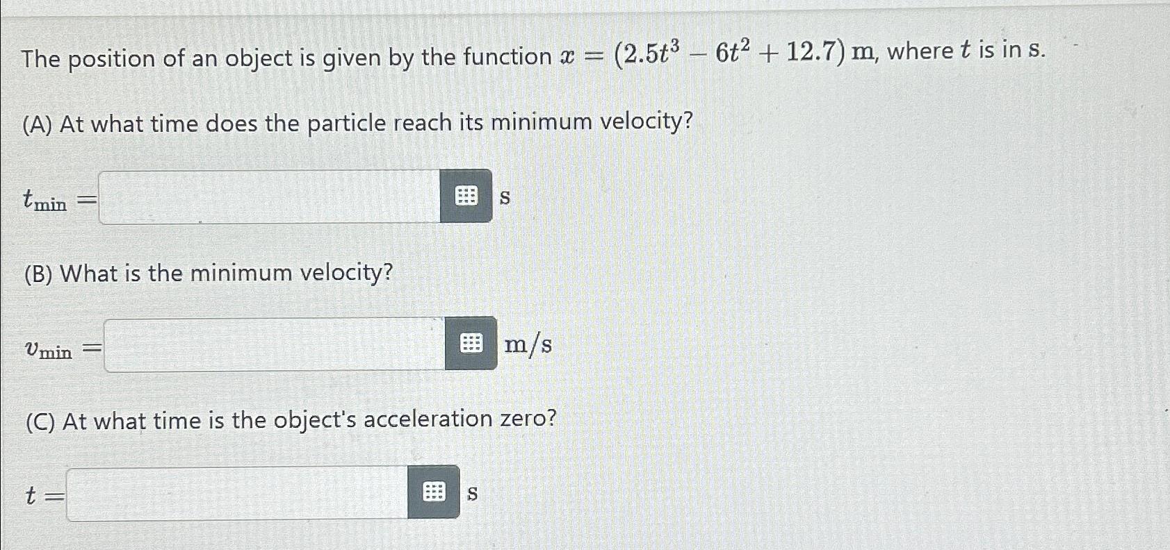 Solved The position of an object is given by the function | Chegg.com