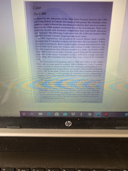 Case The CAW As shown by the discussion of the 1940s | Chegg.com