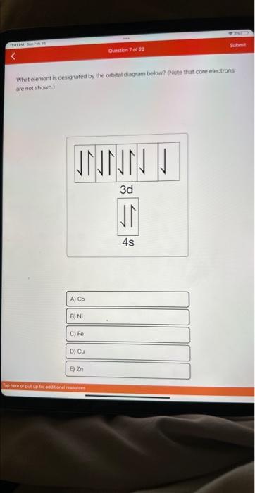 Solved What element is designated by the orbital diagg am | Chegg.com