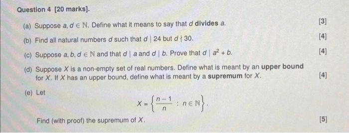Solved (a) Suppose a,d∈N. Define what it means to say that d | Chegg.com