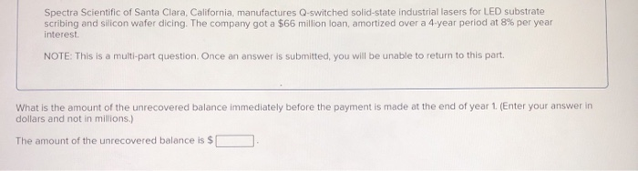 Solved Spectra Scientific of Santa Clara, California, | Chegg.com