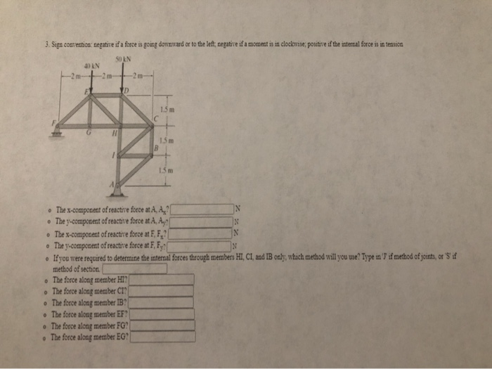 Solved 3. Sign contention: negative if a force is going | Chegg.com