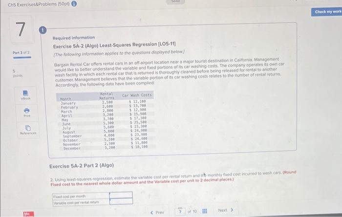 Required information Exercise 5A-2 (Algo) | Chegg.com