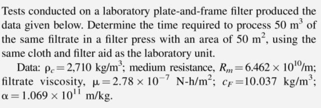 Solved Tests conducted on a laboratory plate-and-frame | Chegg.com