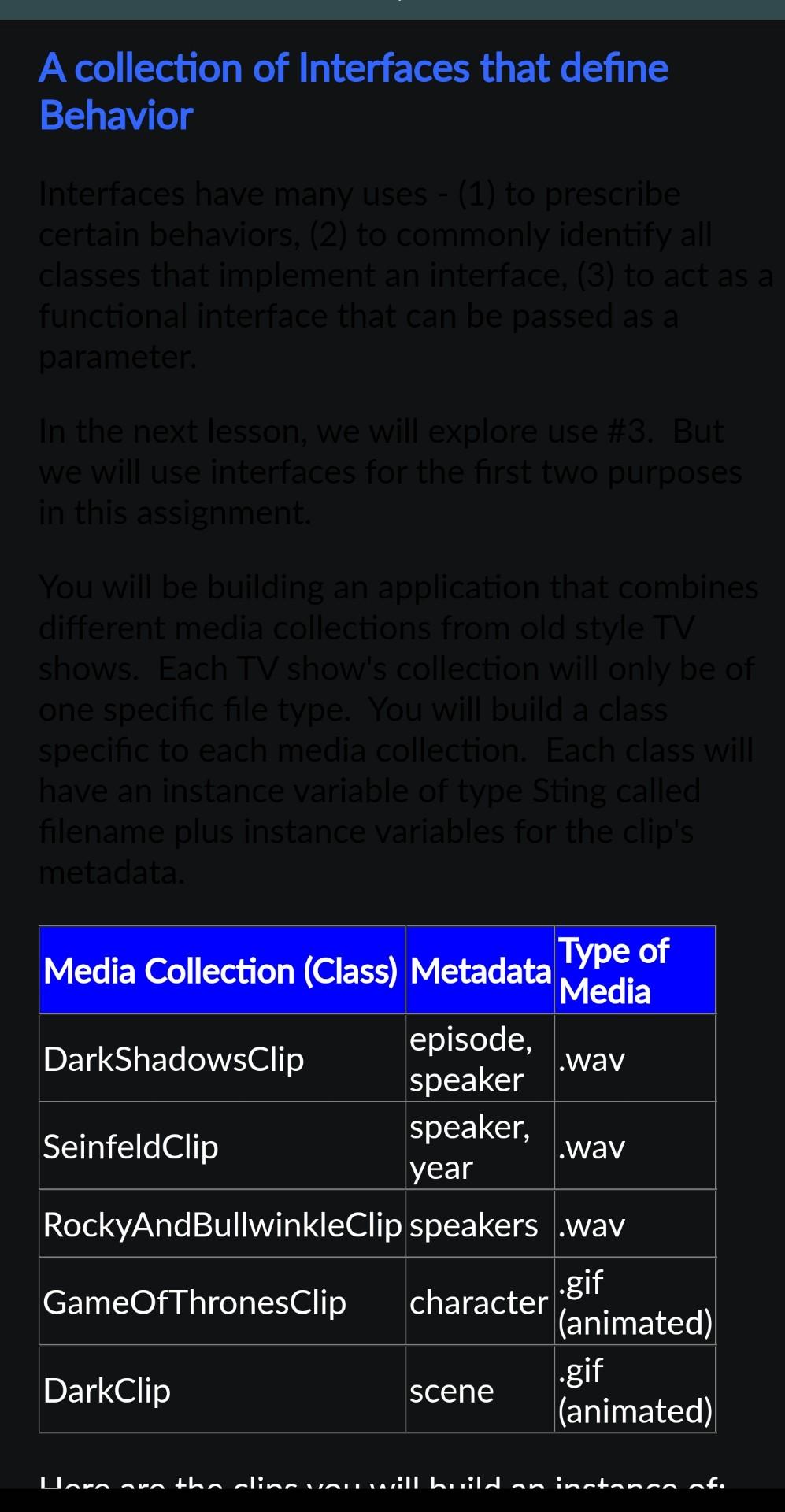 Solved A collection of Interfaces that define Behavior | Chegg.com