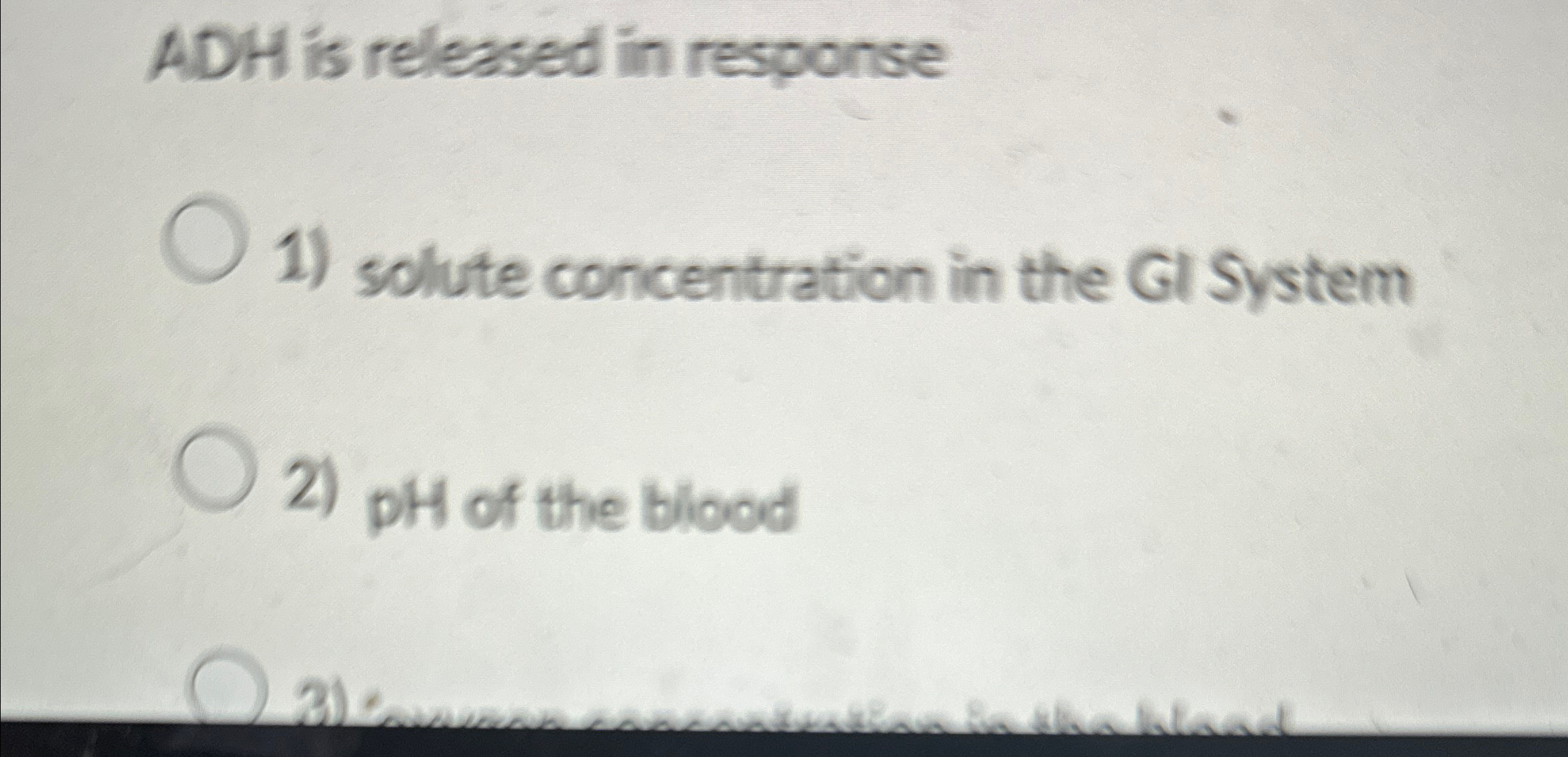 Solved ADH is released in responseSolute concentration in | Chegg.com