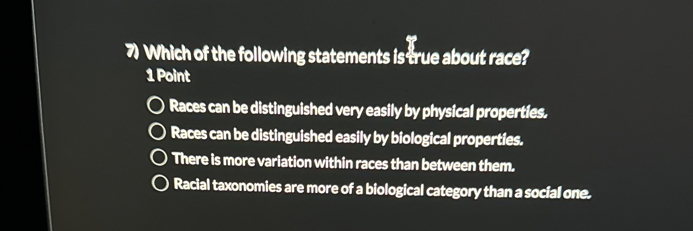 Solved Which of the following statements is irve about race? | Chegg.com