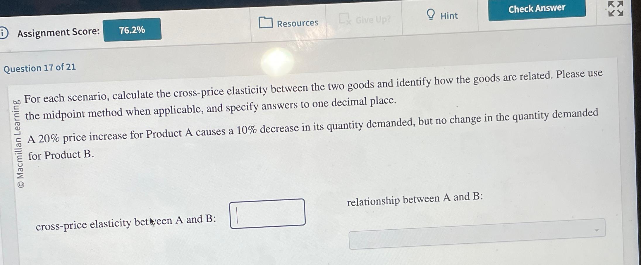 Solved Assignment Score:ResourcesHintQuestion 17 ﻿of 21For | Chegg.com