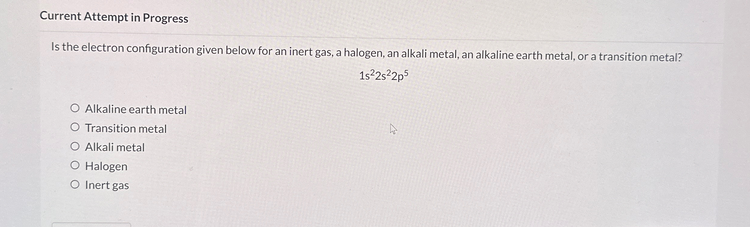 Solved Current Attempt in ProgressIs the electron | Chegg.com