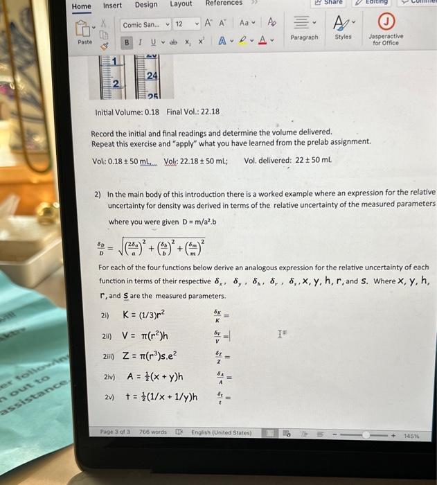 Solved Initial Volume: 0.18 Final Vol:: 22.18 Record the | Chegg.com