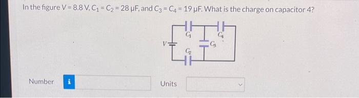 Solved In the figure V=8.8 V,C1=C2=28μF, and C3=C4=19μF. | Chegg.com
