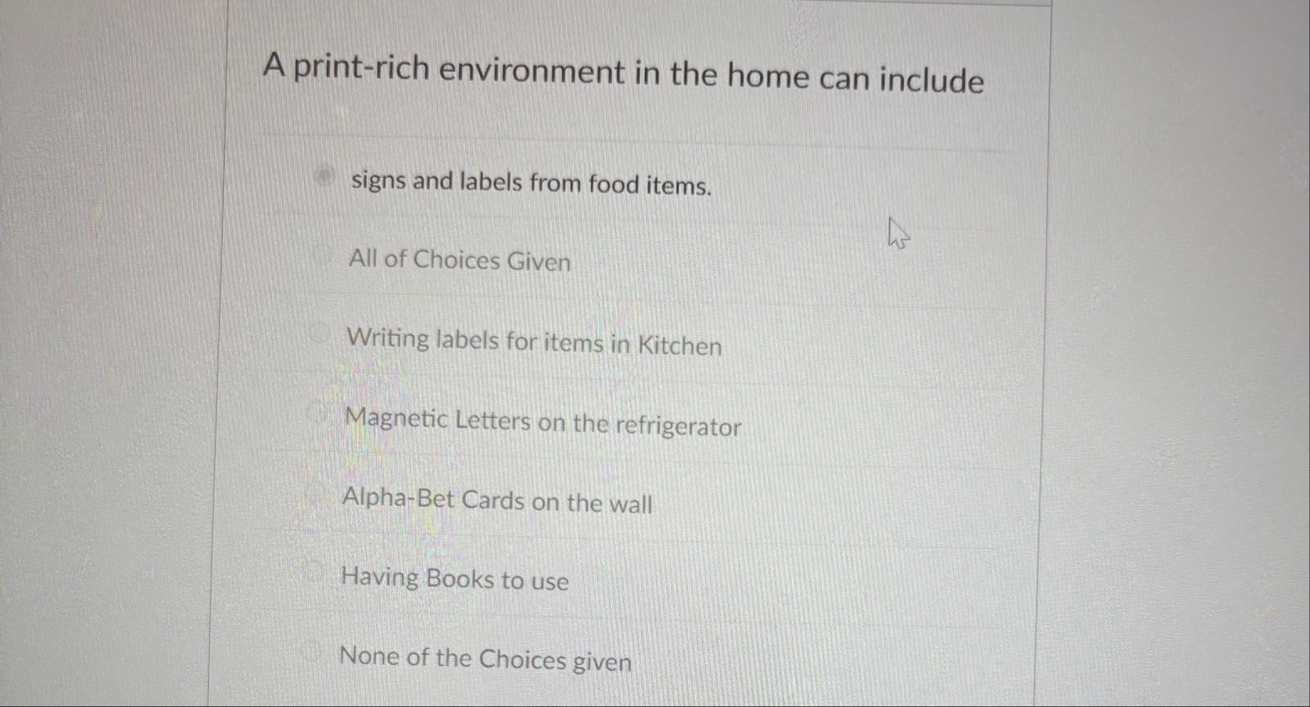 Solved A print-rich environment in the home can includesigns | Chegg.com