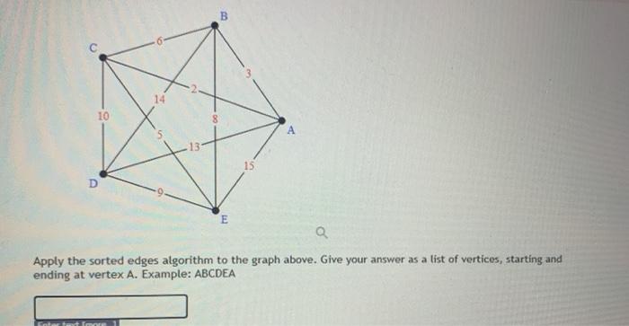 Solved 14 10 8 А 13 D E Q Q Apply the sorted edges algorithm | Chegg.com