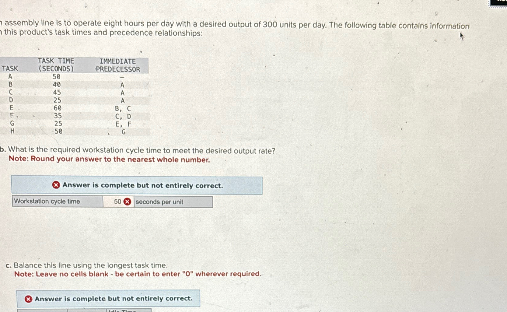 Solved assembly line is to operate eight hours per day with | Chegg.com
