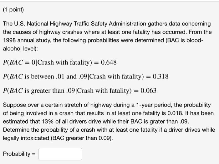 Solved The U.S. National Highway Traffic Safety | Chegg.com