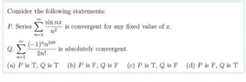 Solved Consider the following statements: P. Series | Chegg.com