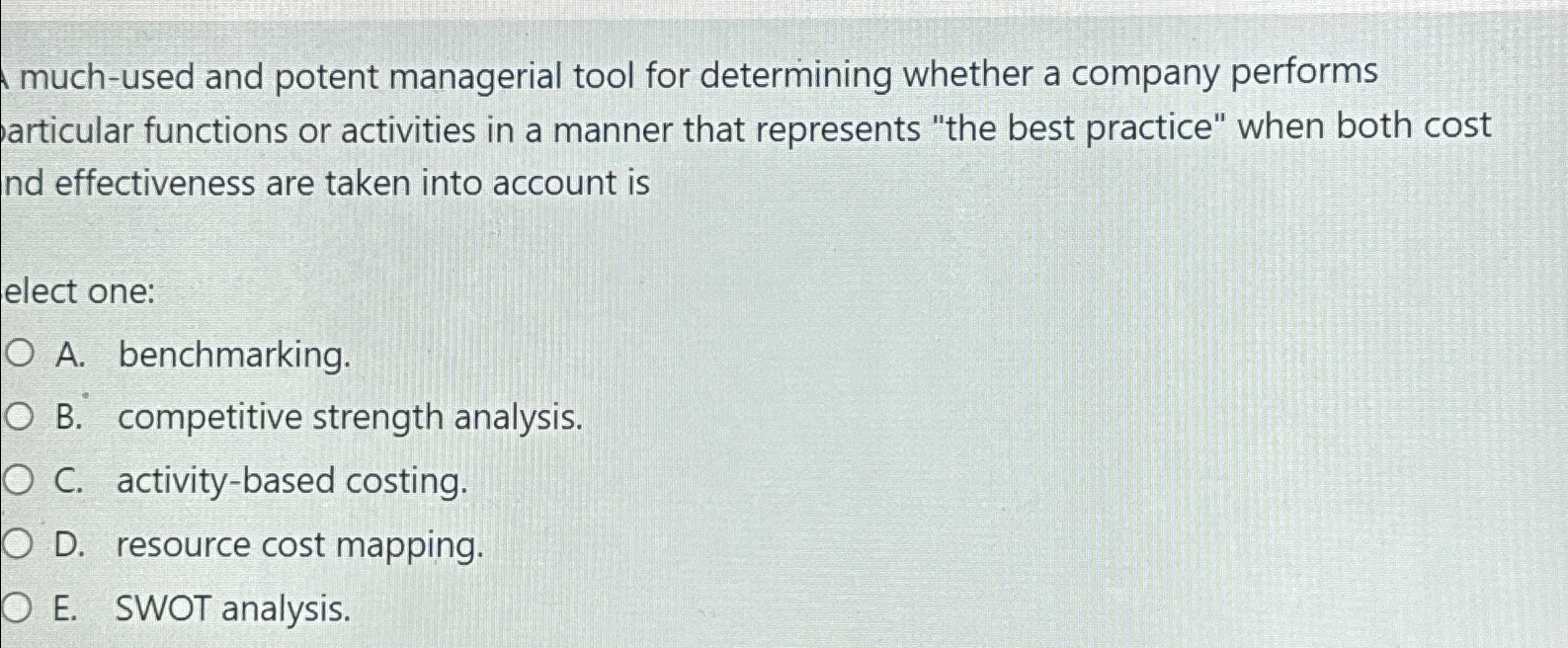 Solved much-used and potent managerial tool for determining | Chegg.com